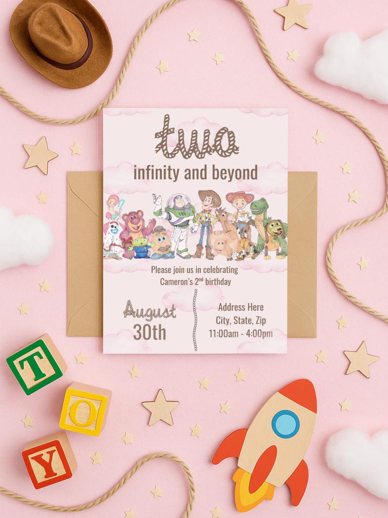 Two Infinity and Beyond 2nd Birthday Invite | 2nd Birthday Toy-inspired ...