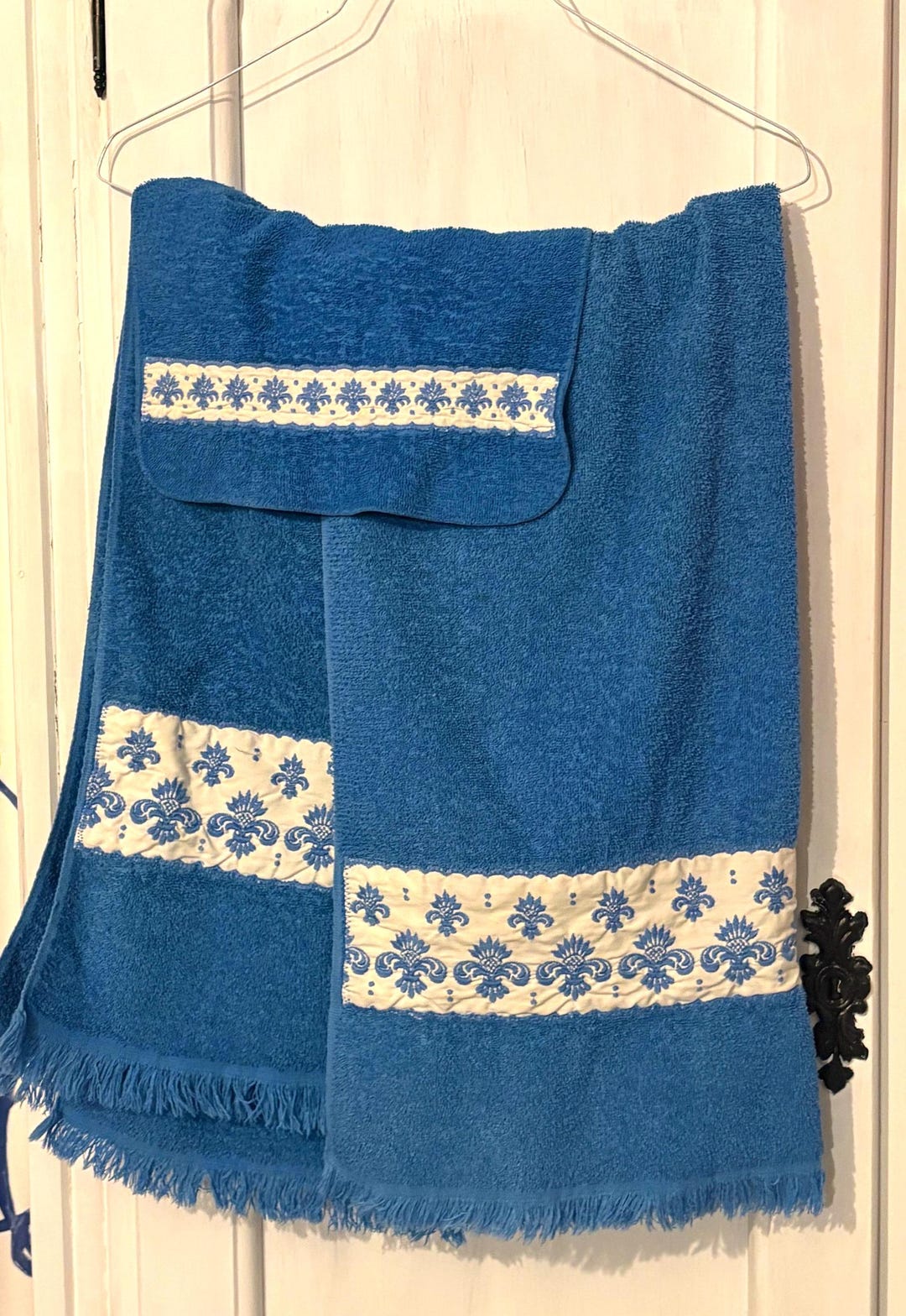 Vintage Wamsutta Heritage Blue & White Embroidered Cotton Towel Set - Etsy