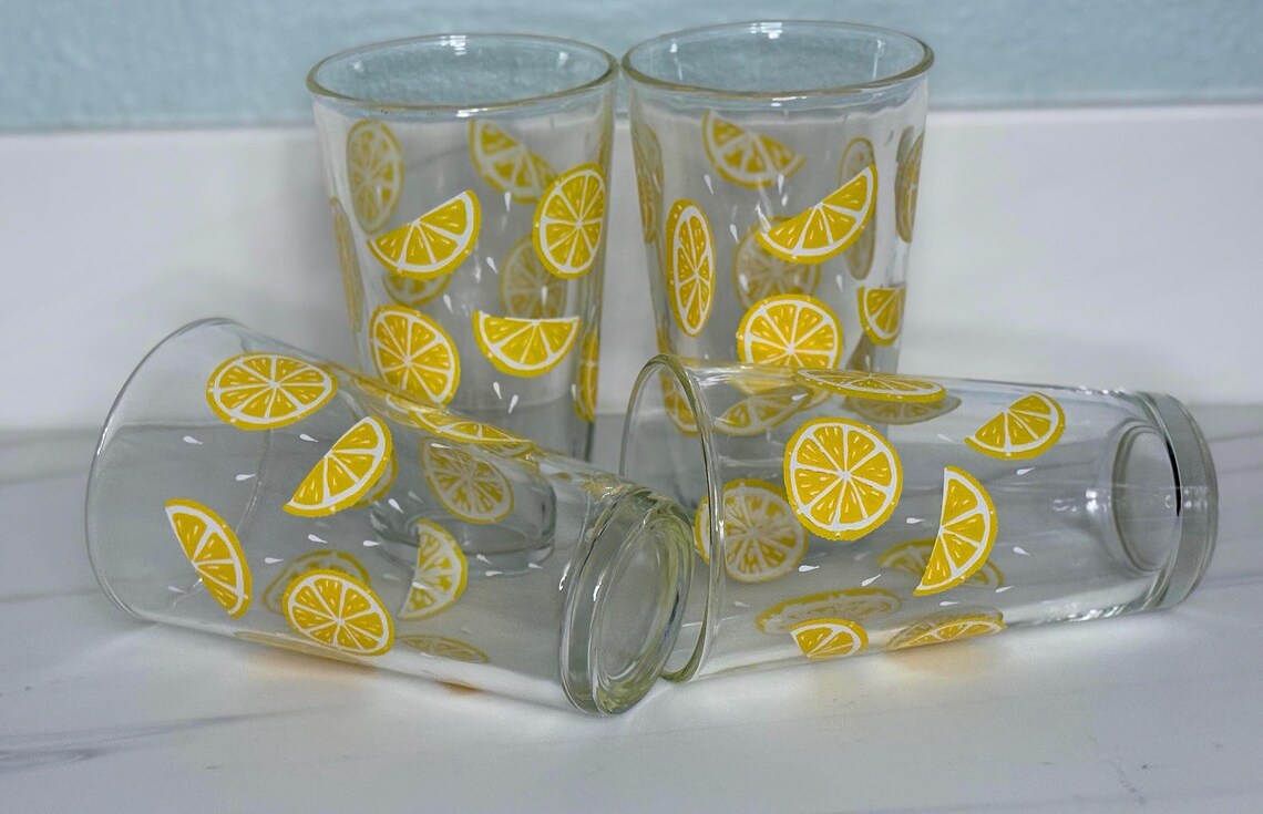 Vintage Libbey Lemon Glasses, Lemonade/tea Glass, Summertime Kitchen - Etsy