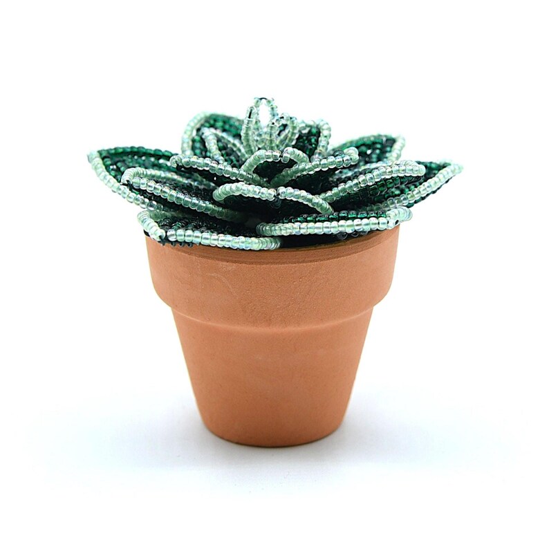 Handmade Beaded Succulent in Terracotta Pot: Forever Faux Plant Decor ...