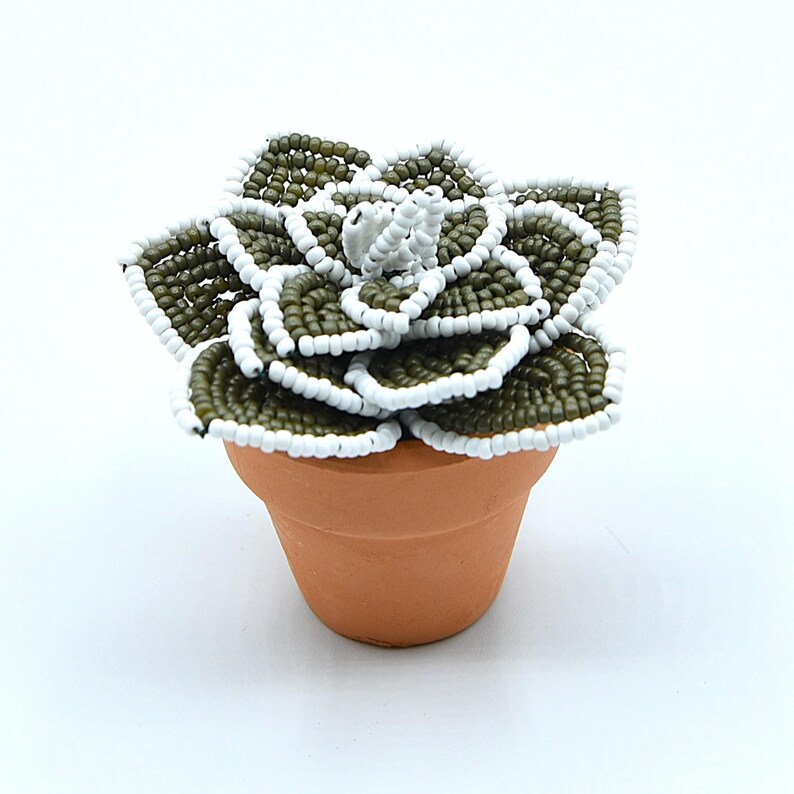 Handmade Beaded Succulent in Terracotta Pot: Forever Faux Plant Decor ...