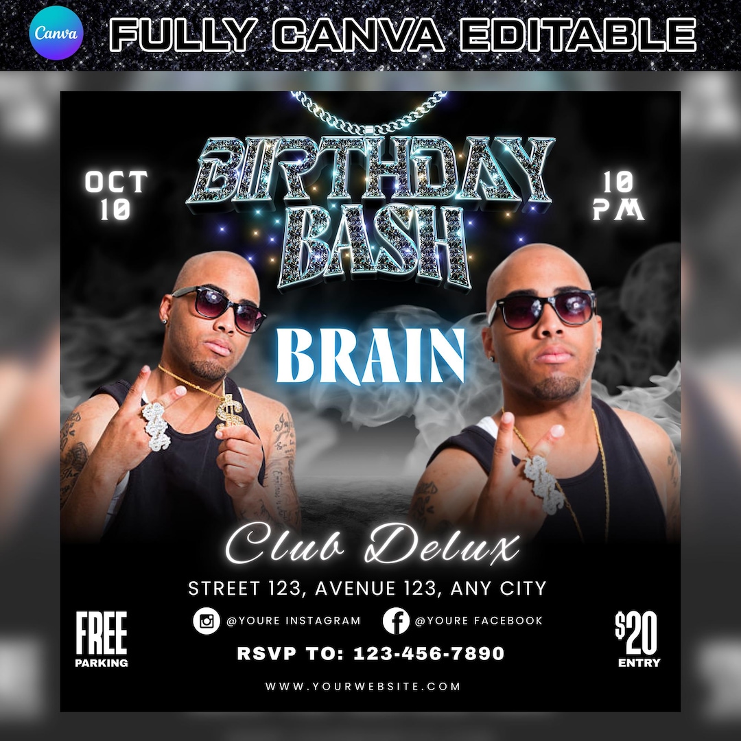 Birthday Flyer, Men Birthday Party Flyer, Birthday Boy Event Invitation ...
