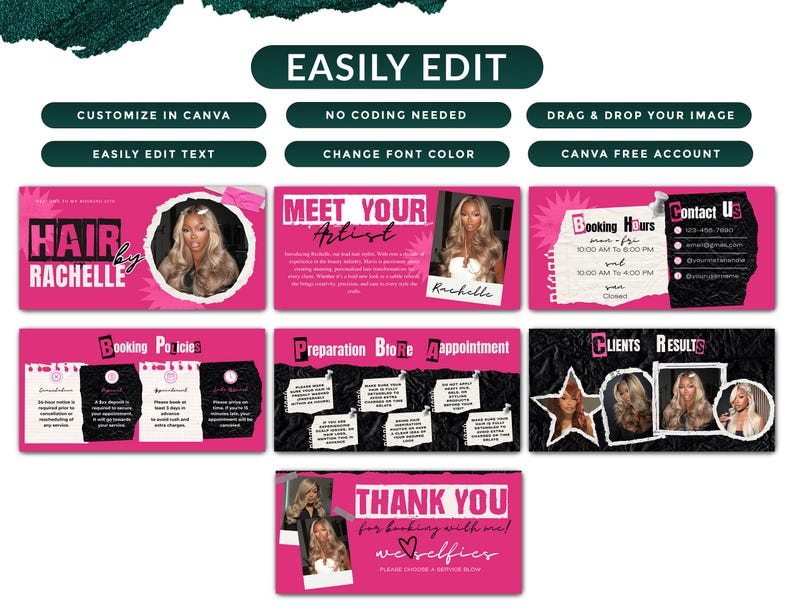 Hairstylist Acuity Scheduling Template, Hair Salon Booking Website - Etsy