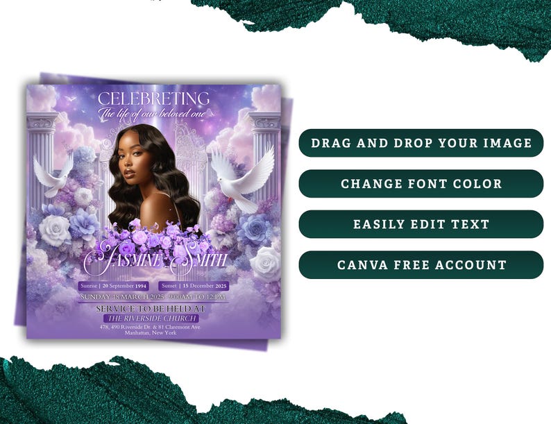 Funeral Announcement Flyer: Elegant Memorial Template (canva) - Etsy