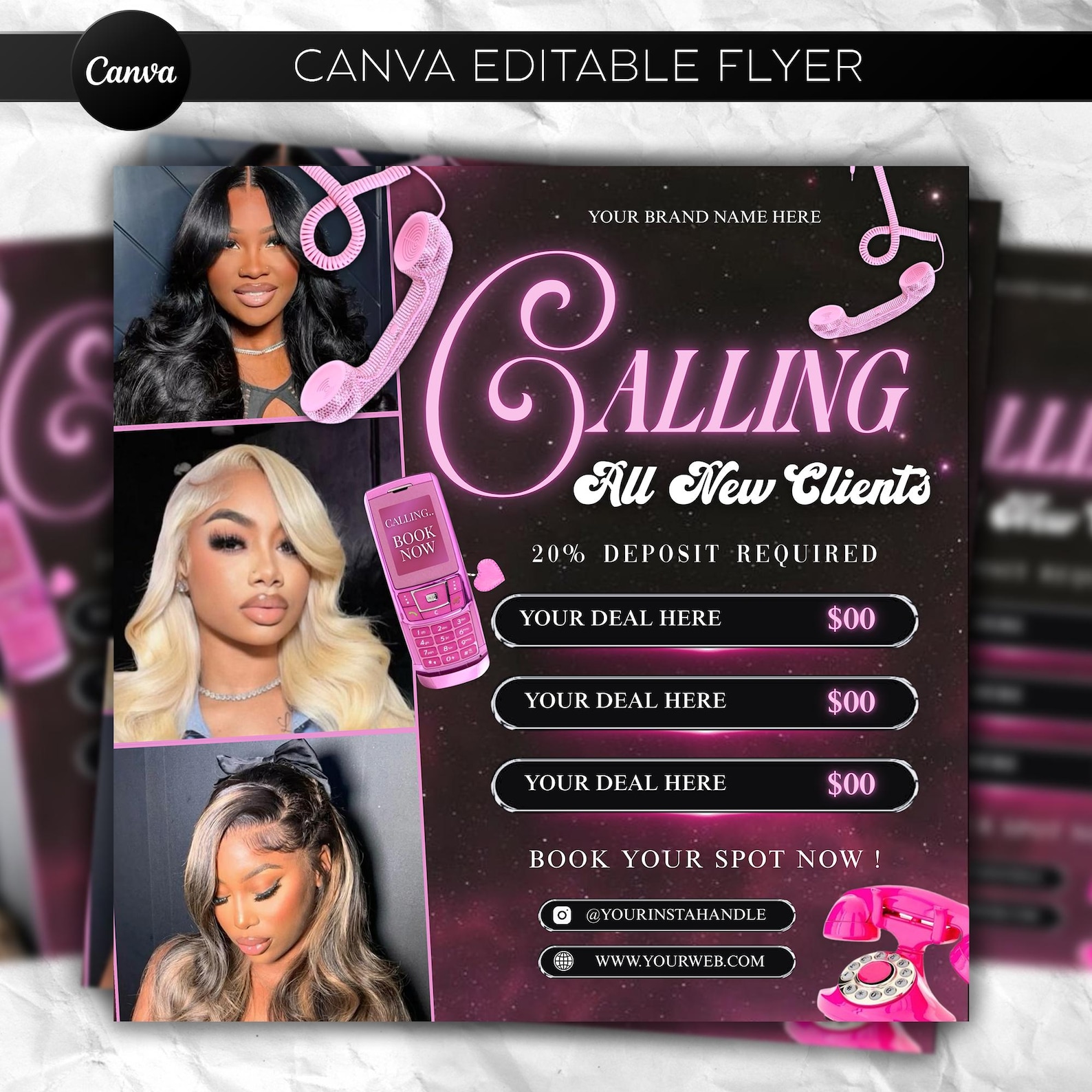 New Client Booking Flyer, New Client Special Flyer, Book Now Flyer ...