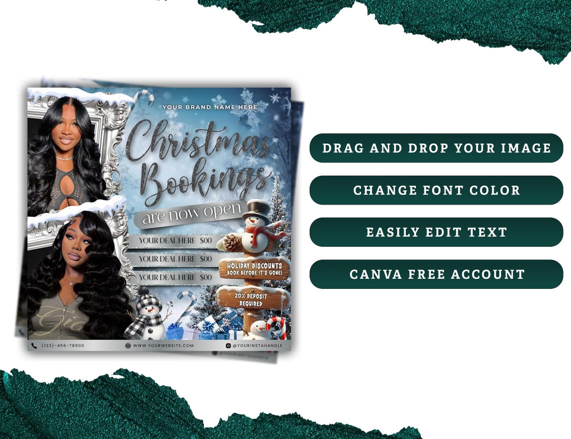 December Bookings Flyer, Christmas Appointments Flyer, Holiday Books ...