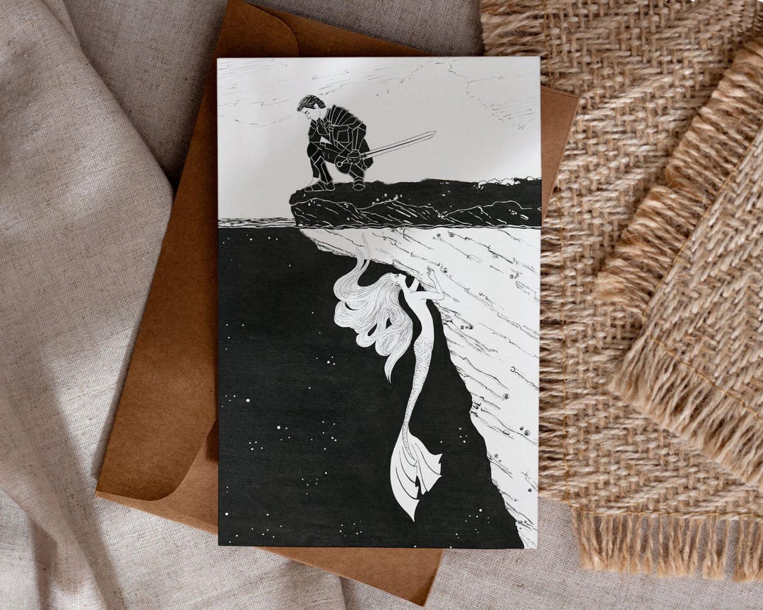 Mermaid and Knight Birthday Card: 4x6 Fairytale Greetings Blank Card - Etsy