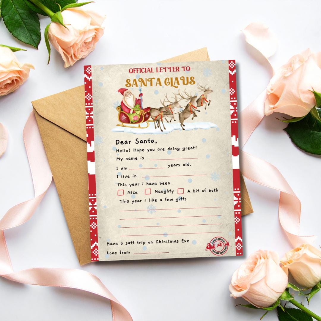 Letter to Santa Editable, Printable Santa Wish List Letters, Christmas ...