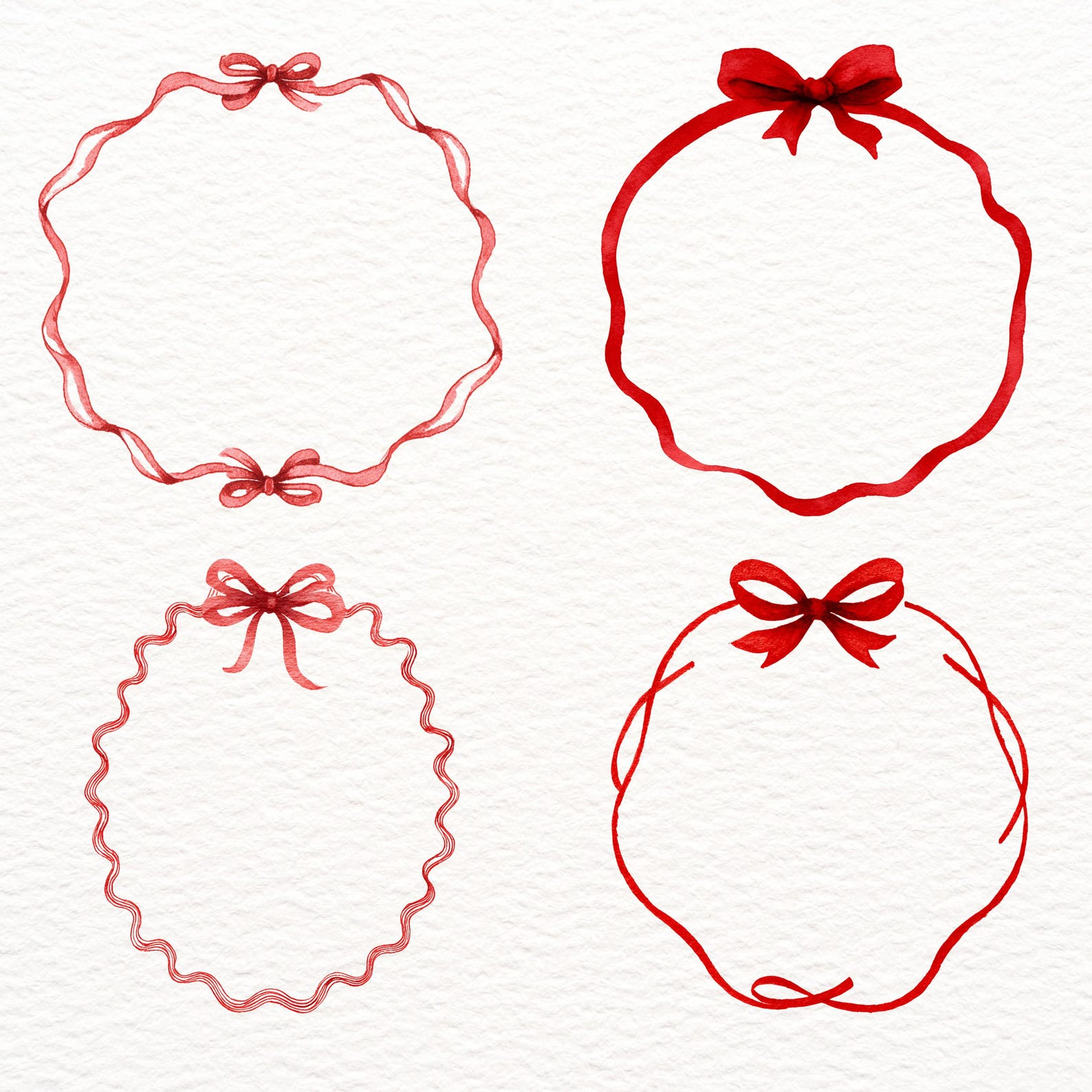 18 PNG Watercolor Ribbon Frame Clipart, Red Bow Border, Valentine ...