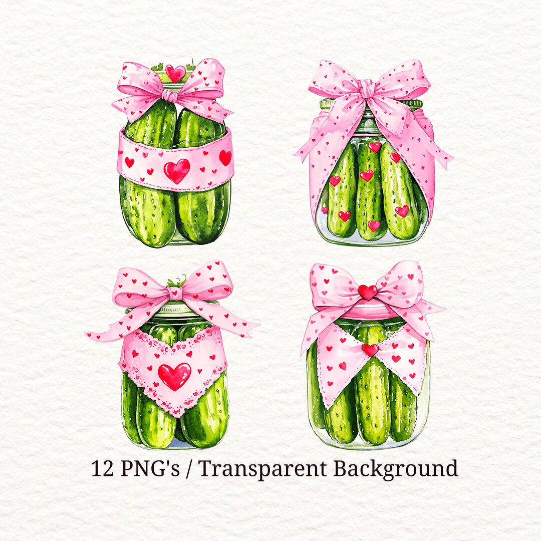 Funny Pickle PNG Bundle, Valentine Pickle Jar Clipart, Cute Pickles ...