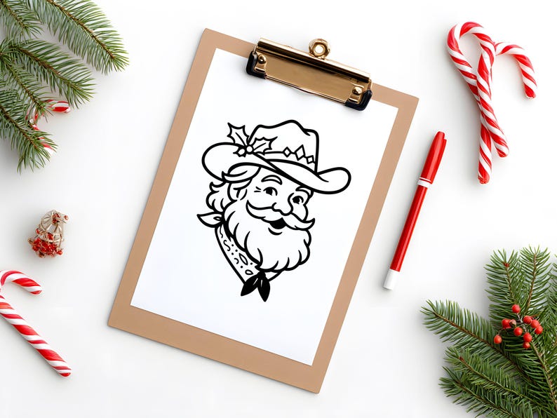 Cowboy Santa Claus Clipart, Retro Christmas SVG, PNG, EPS, Dxf (digital ...