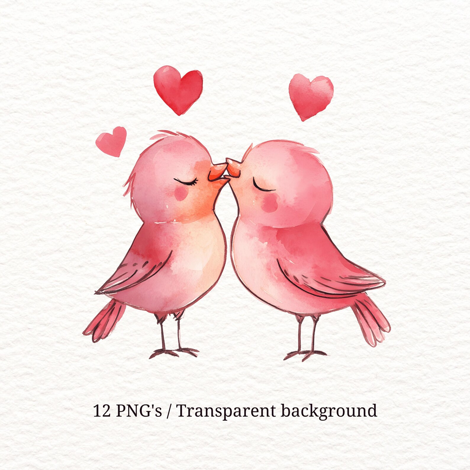 12 PNG Valentine Birds Clipart • Whimsical Love Birds • Pink Romantic ...