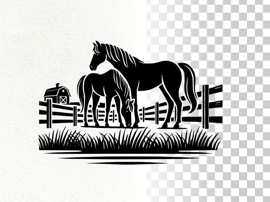Farm Horse Silhouette SVG: Barn Scene Digital Download - Etsy