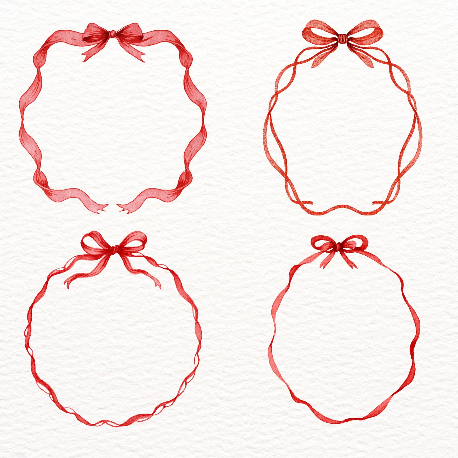 18 PNG Watercolor Ribbon Frame Clipart, Red Bow Border, Valentine ...