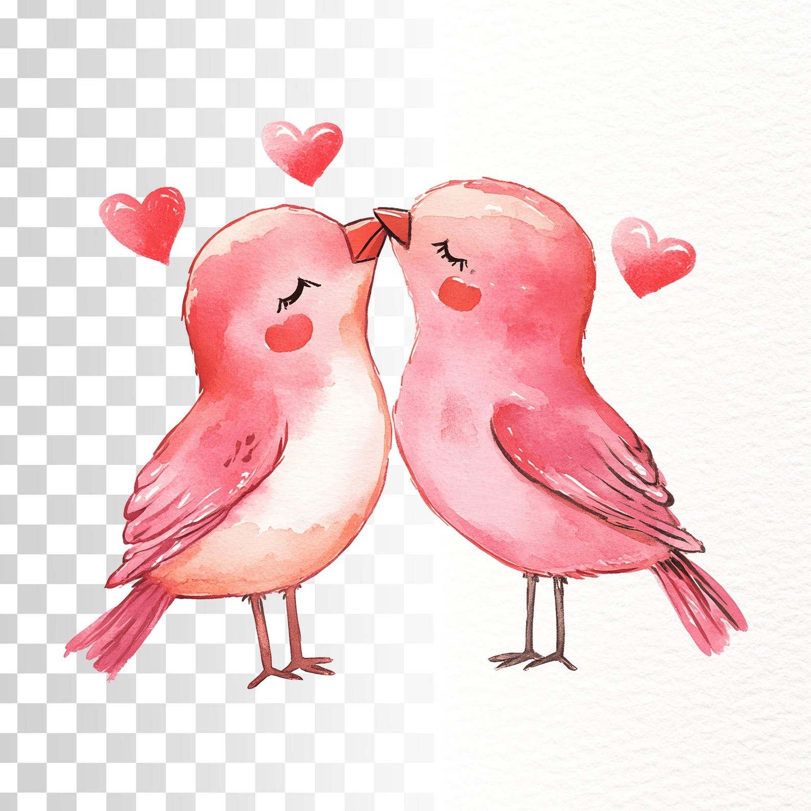 12 PNG Valentine Birds Clipart • Whimsical Love Birds • Pink Romantic ...