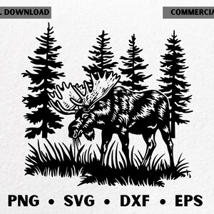 Moose Forest Scene SVG DXF: Woodland Wall Decal (digital Download - Etsy