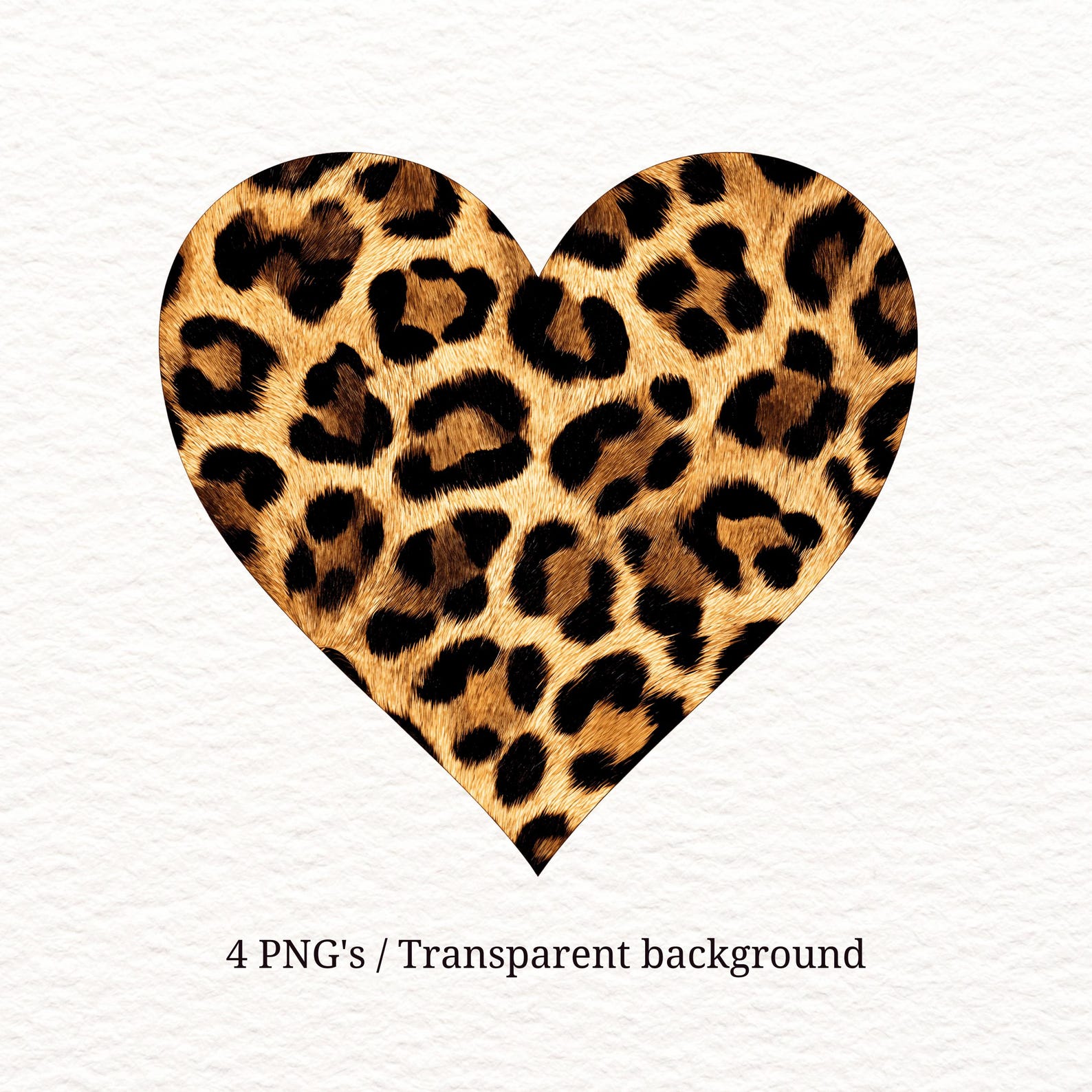 4 PNG Leopard Heart Clipart Set • Animal Print Hearts • Valentine ...