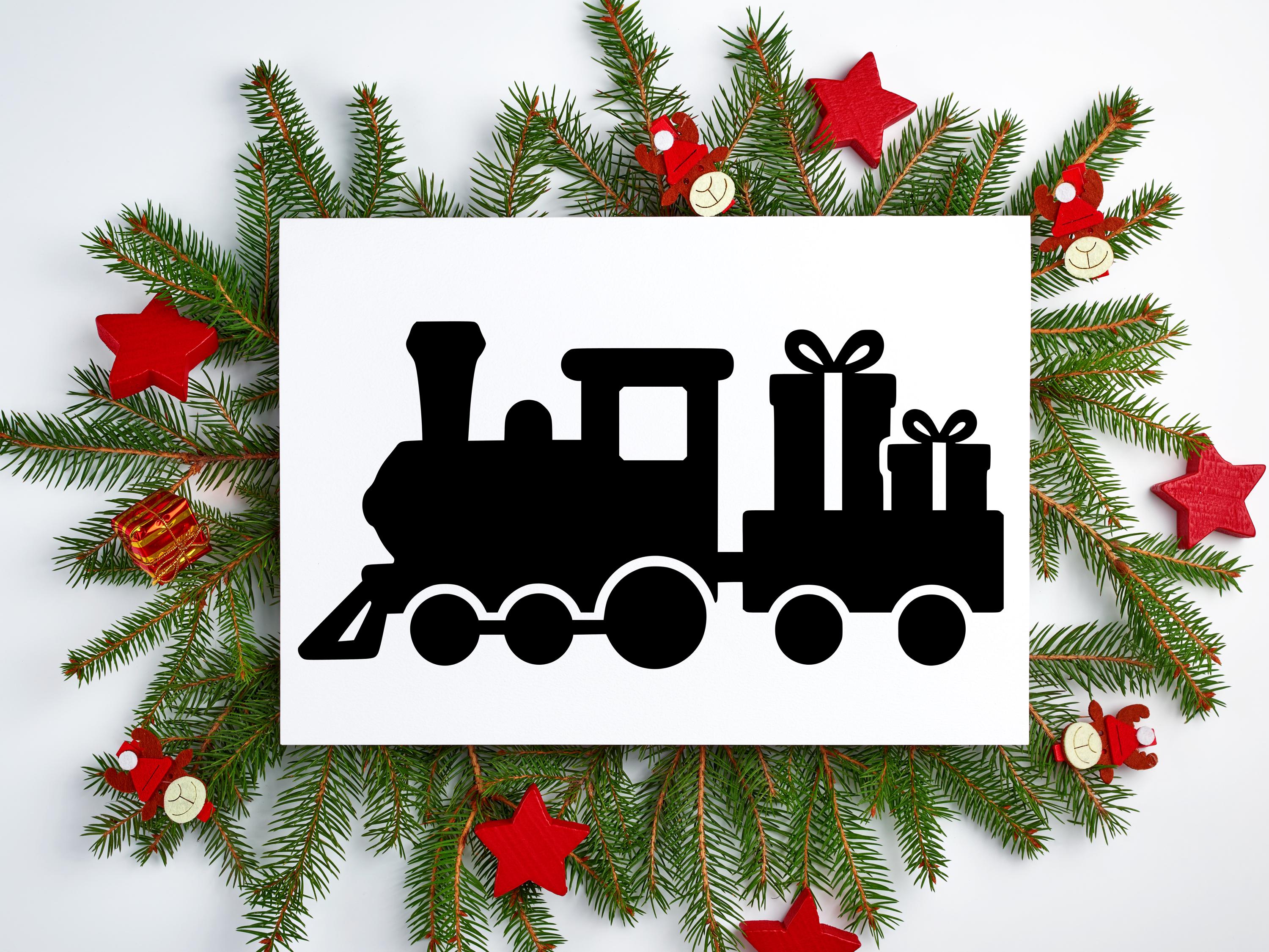 Christmas Train Silhouette Cutout Template (svg, Png, Dxf, Eps) - Etsy