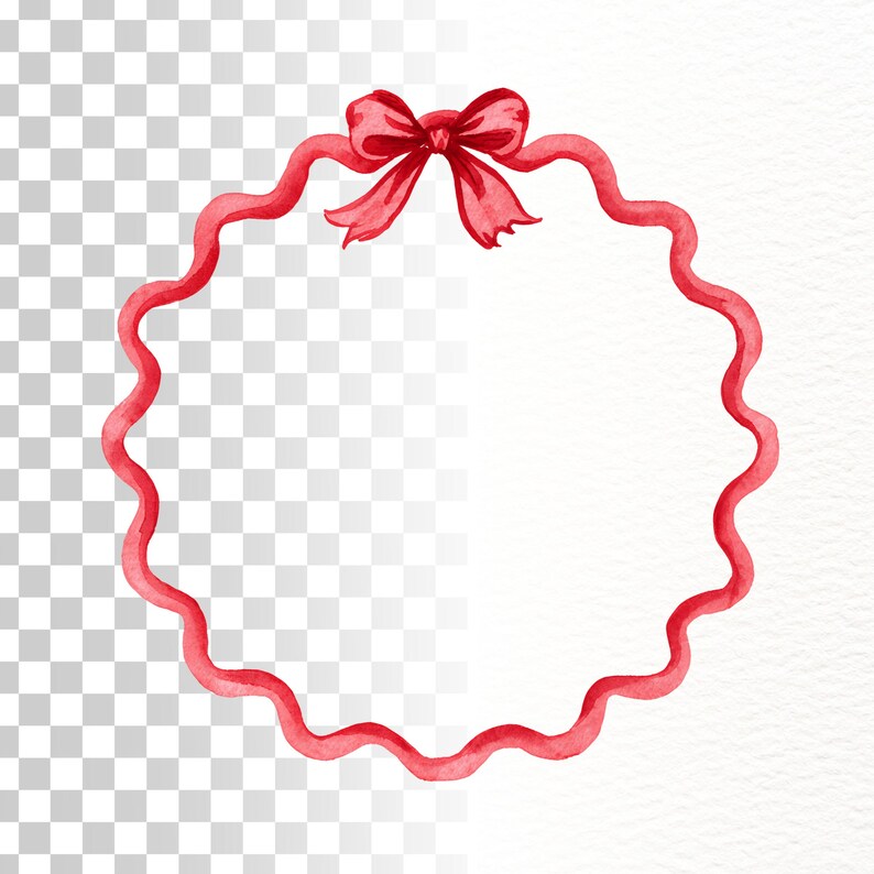 18 PNG Watercolor Ribbon Frame Clipart, Red Bow Border, Valentine ...
