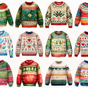 50 Pngs Watercolor Christmas Ugly Sweaters PNG Clipart – 50 Designs ...