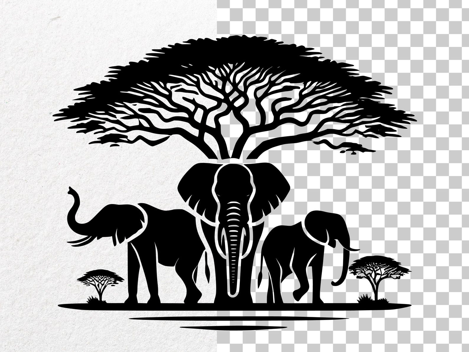 Safari Elephant Scene Svg / African Safari Scene Svg / Mother and Baby ...
