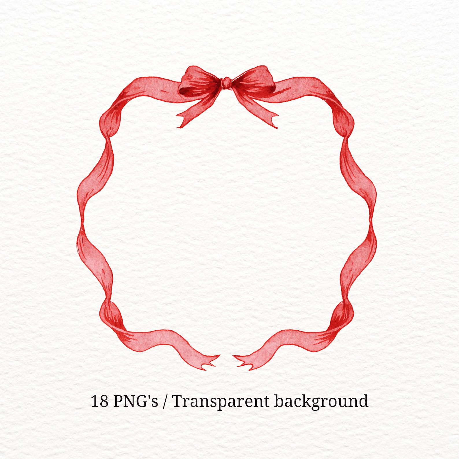 18 PNG Watercolor Ribbon Frame Clipart, Red Bow Border, Valentine ...