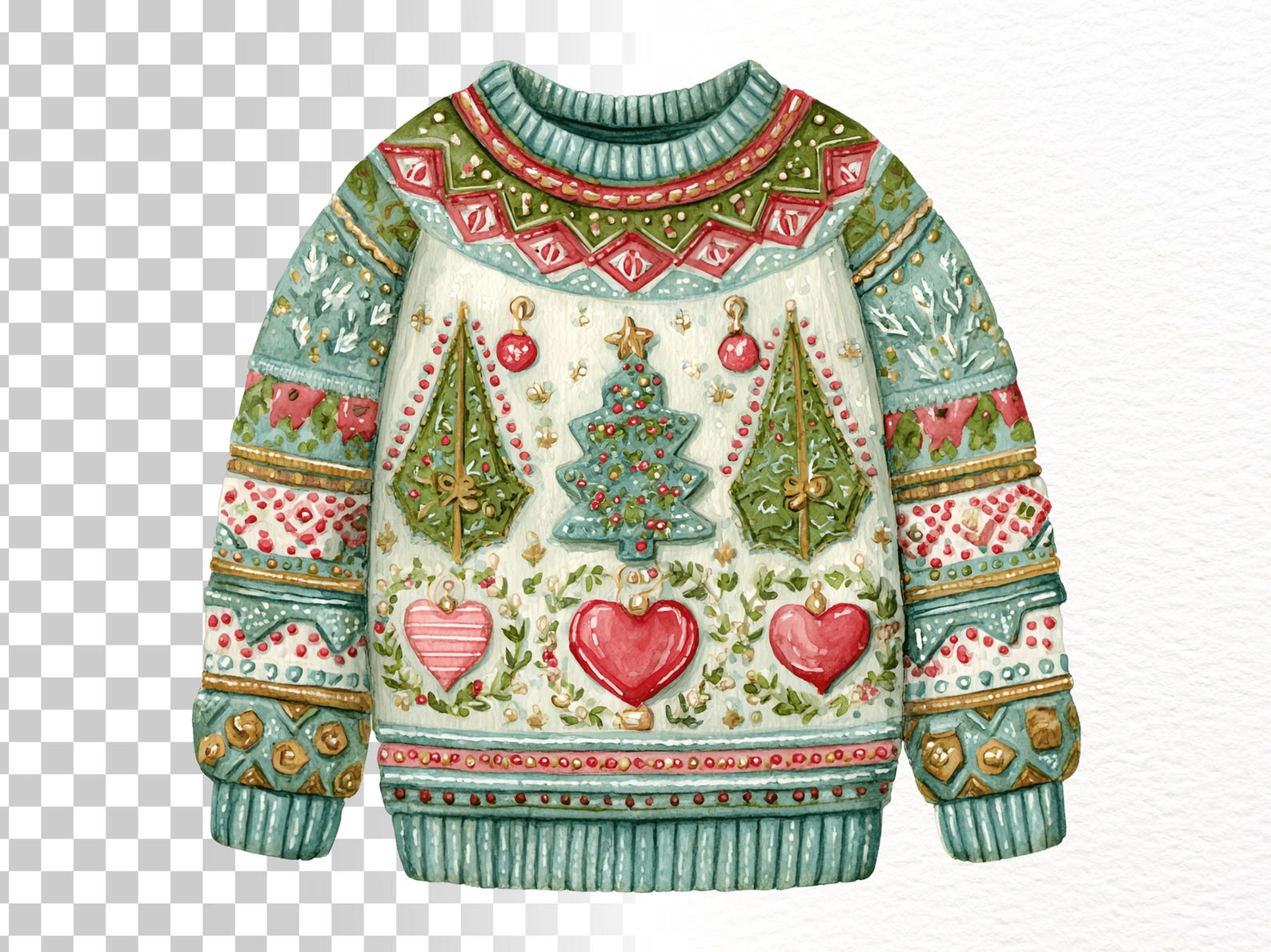 50 Pngs Watercolor Christmas Ugly Sweaters PNG Clipart – 50 Designs ...