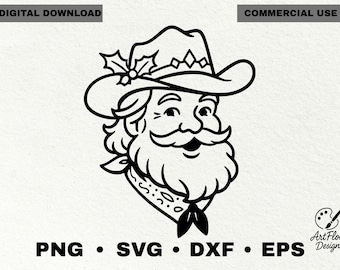 Cowboy Santa Claus Clipart, Retro Christmas SVG, PNG, EPS, Dxf (digital ...