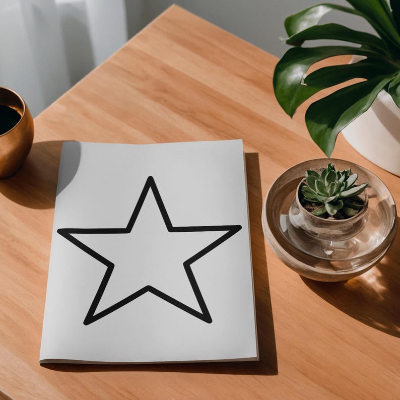 Outline Star SVG, Five Point Star Cut File, Cricut Clipart (digital ...