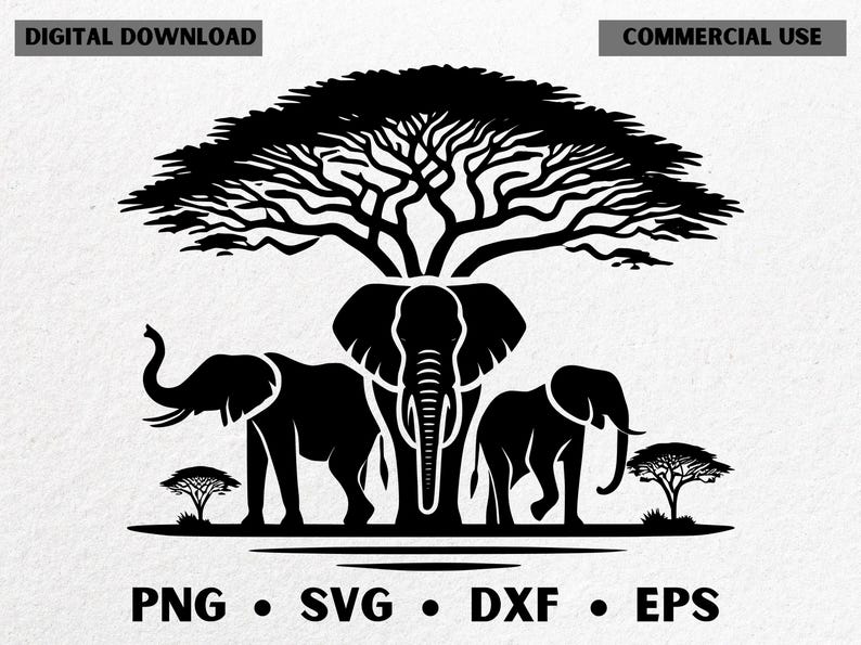 Safari Elephant Scene Svg / African Safari Scene Svg / Mother and Baby ...