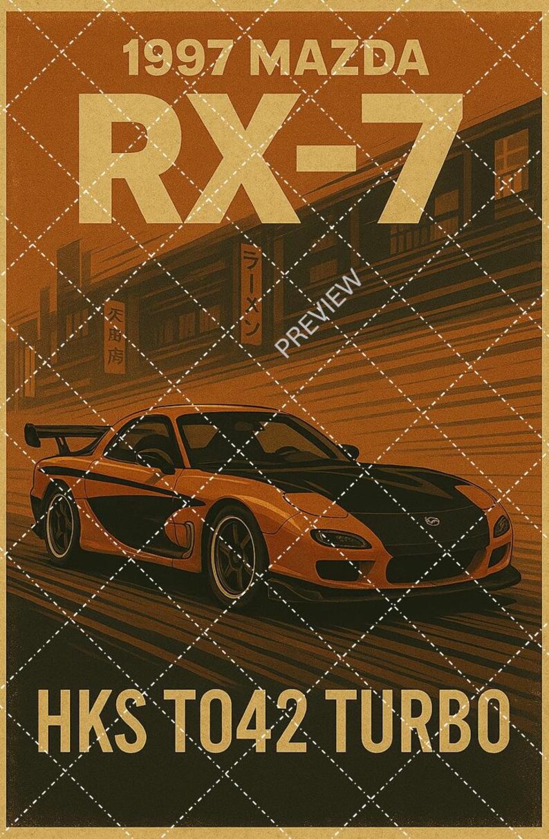 Fast & Furious Vintage Car Poster Set – Supra, Charger, RX-7, Skyline ...