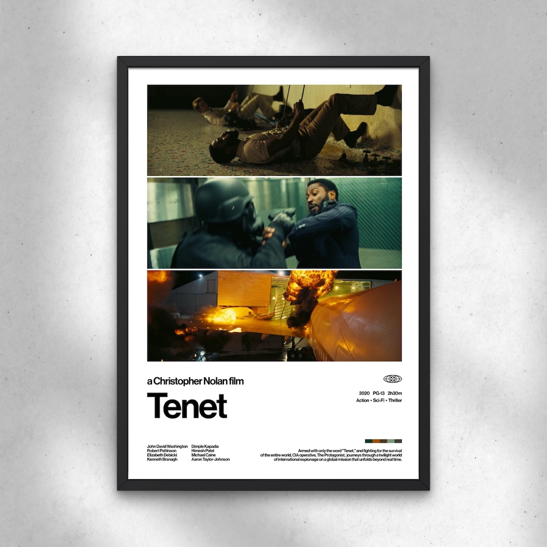 Tenet Movie Poster | Modern Wall Art, Christopher Nolan Thriller Action ...