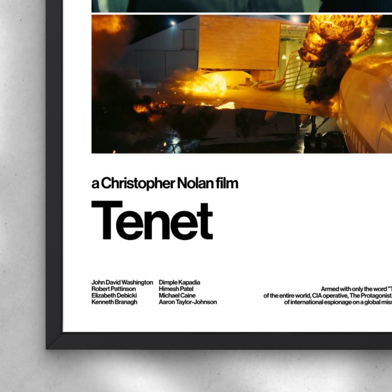 Tenet Movie Poster | Modern Wall Art, Christopher Nolan Thriller Action ...