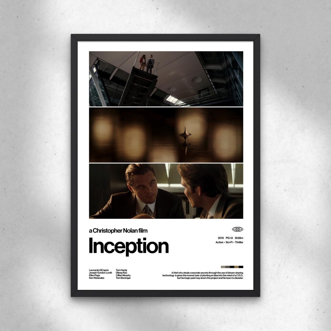 Inception Poster – Modern Movie Poster Minimalist Wall Art Sci-fi Film ...