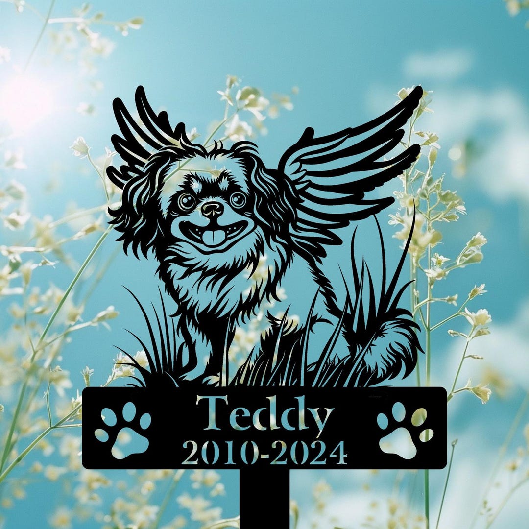 Custom Pekingese Dog Metal Sign, Personalized Angel Pekingese Sitting ...