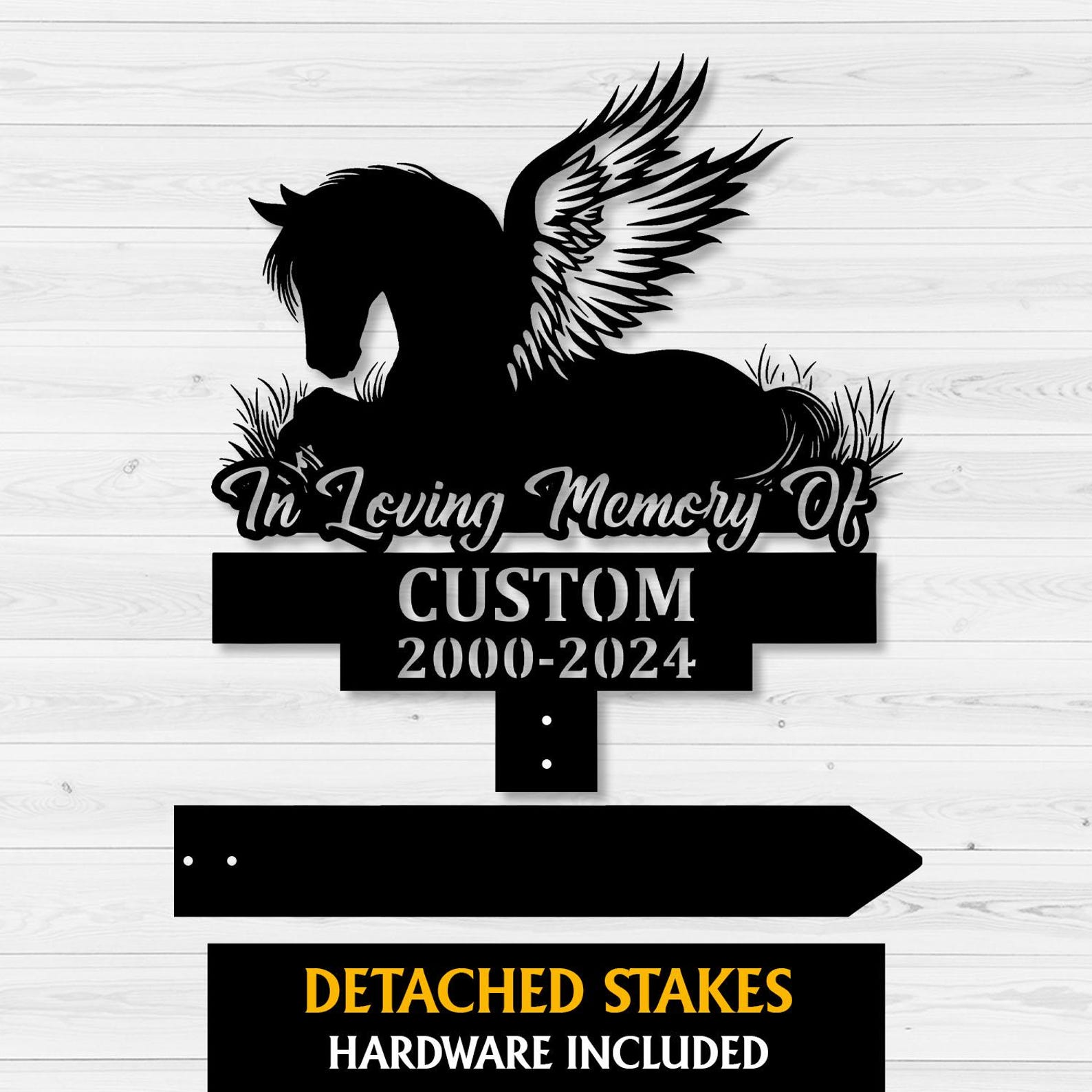 Personalized Angel Horse Grave Marker Lying Down, Custom Horse Memorial ...