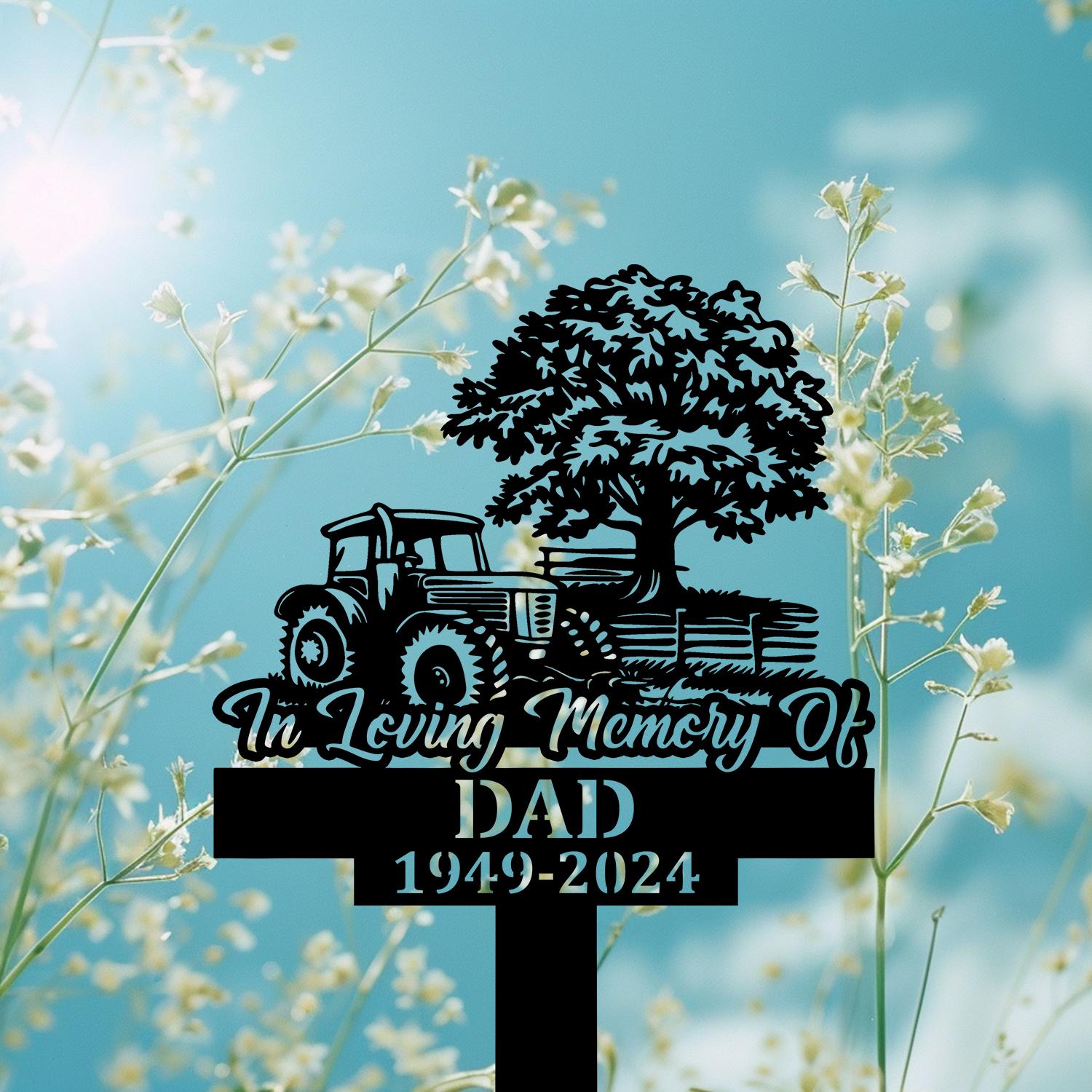 In Loving Memory Tractor Memorial Garden Stake With Tree – Personalized ...