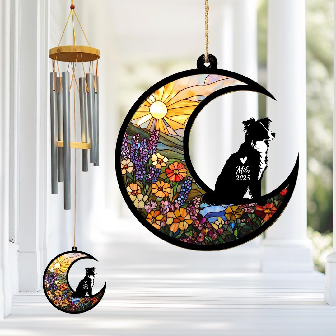 Personalized Border Collie Wind Chime, Custom Pet Gift, Border Collie ...