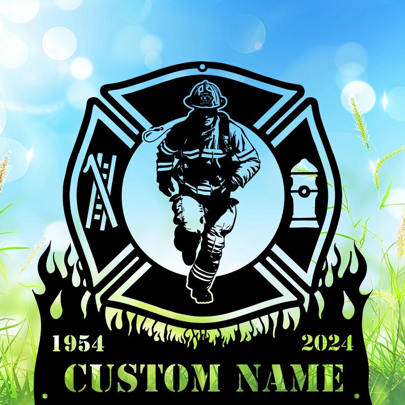 Custom Firefighter Memorial Grave Marker Running Hero Sign, Fireman ...