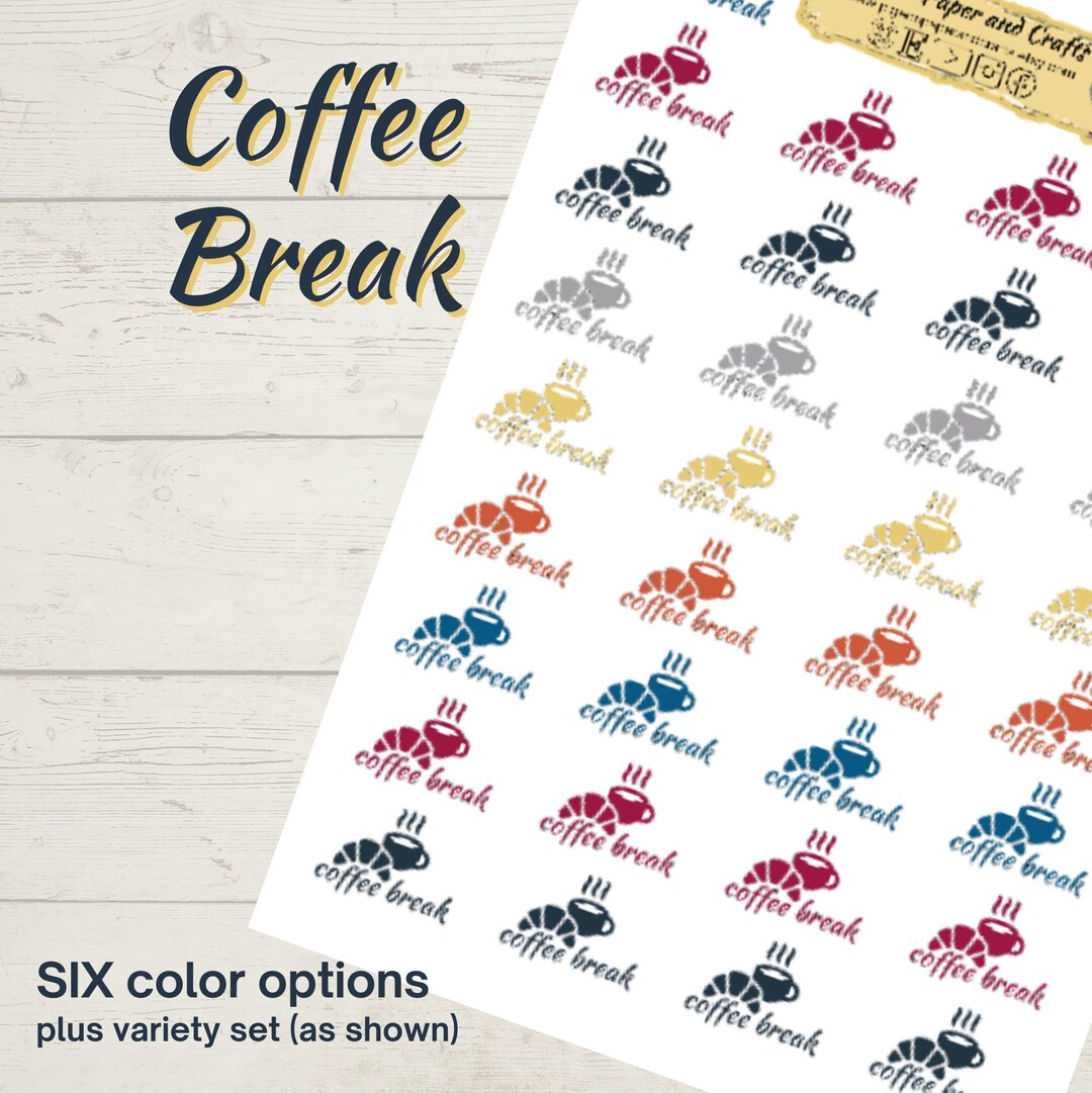 Coffee Break Functional Planner Sticker Sheet, Coffee and Croissant ...