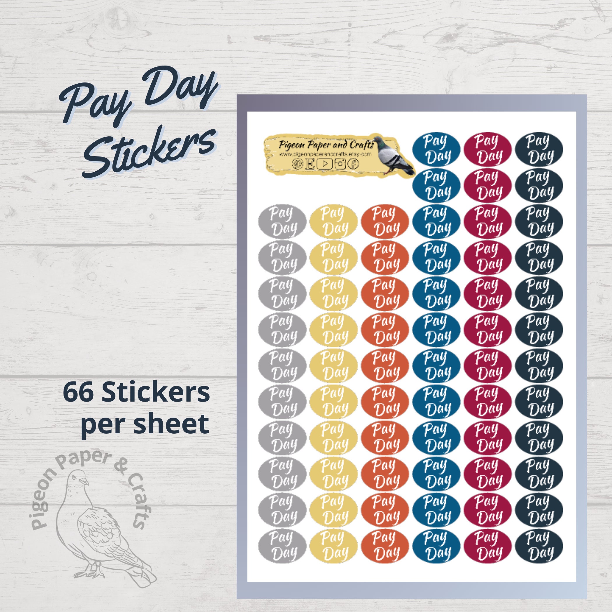 Payday Reminder Sticker Sheet, Functional Planner Sticker Sheets, Great ...