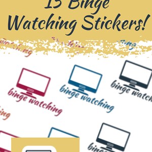 Binge Watching Tracker Icon Stickers Functional Planner Sticker Sheets ...