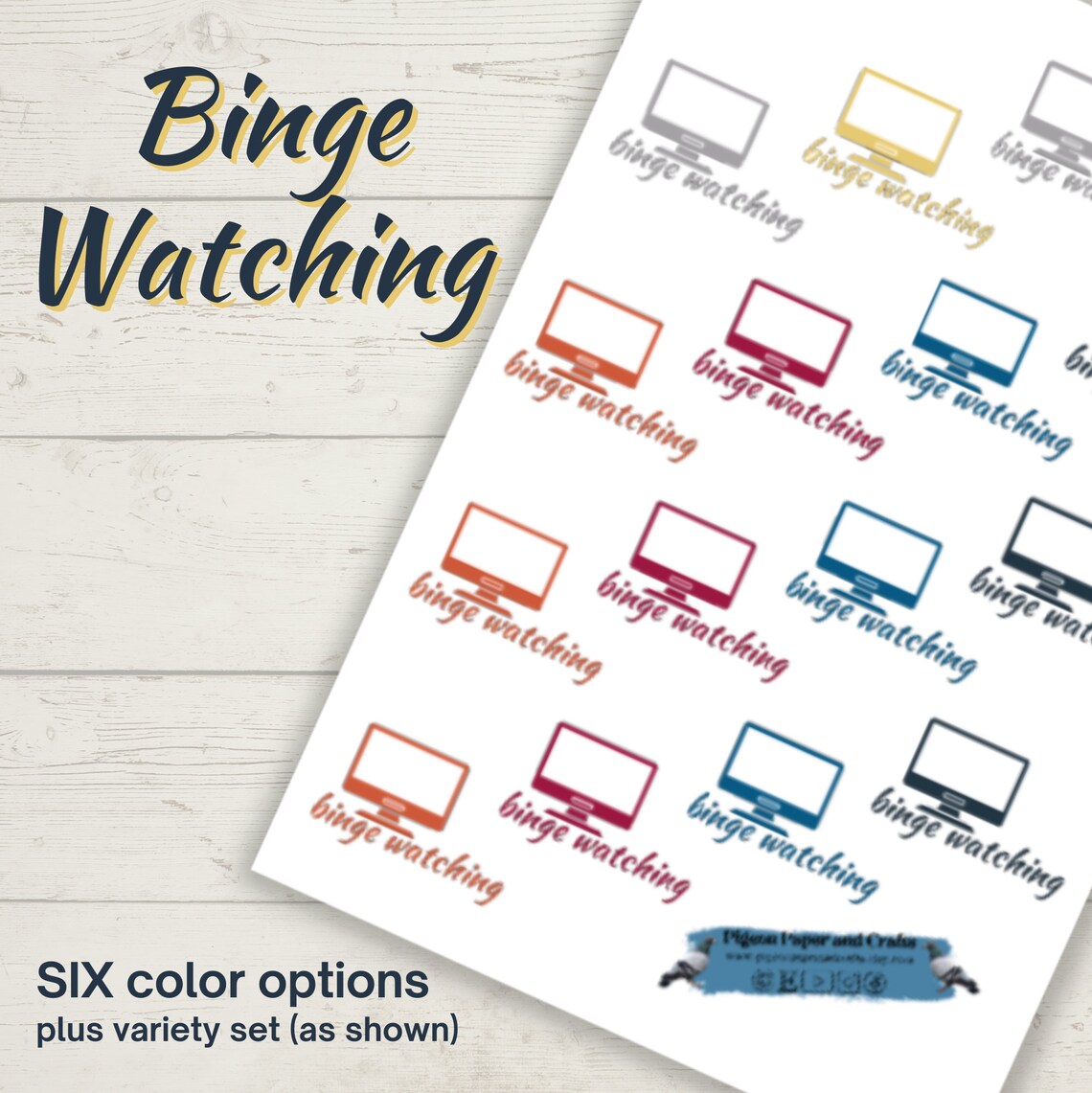 Binge Watching Tracker Icon Stickers Functional Planner Sticker Sheets ...