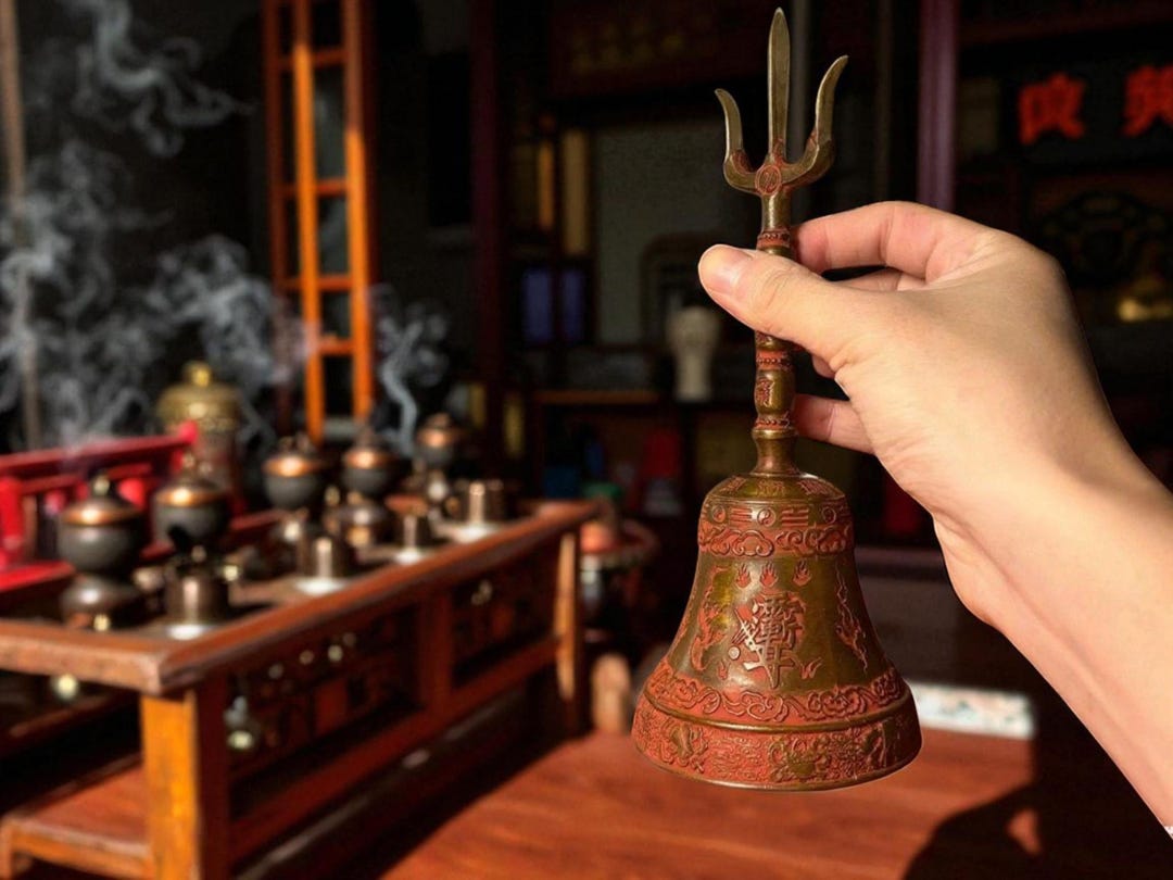 Handcrafted Brass Taoist Ritual Bell: Ziwei Emperor Talisman, Home ...
