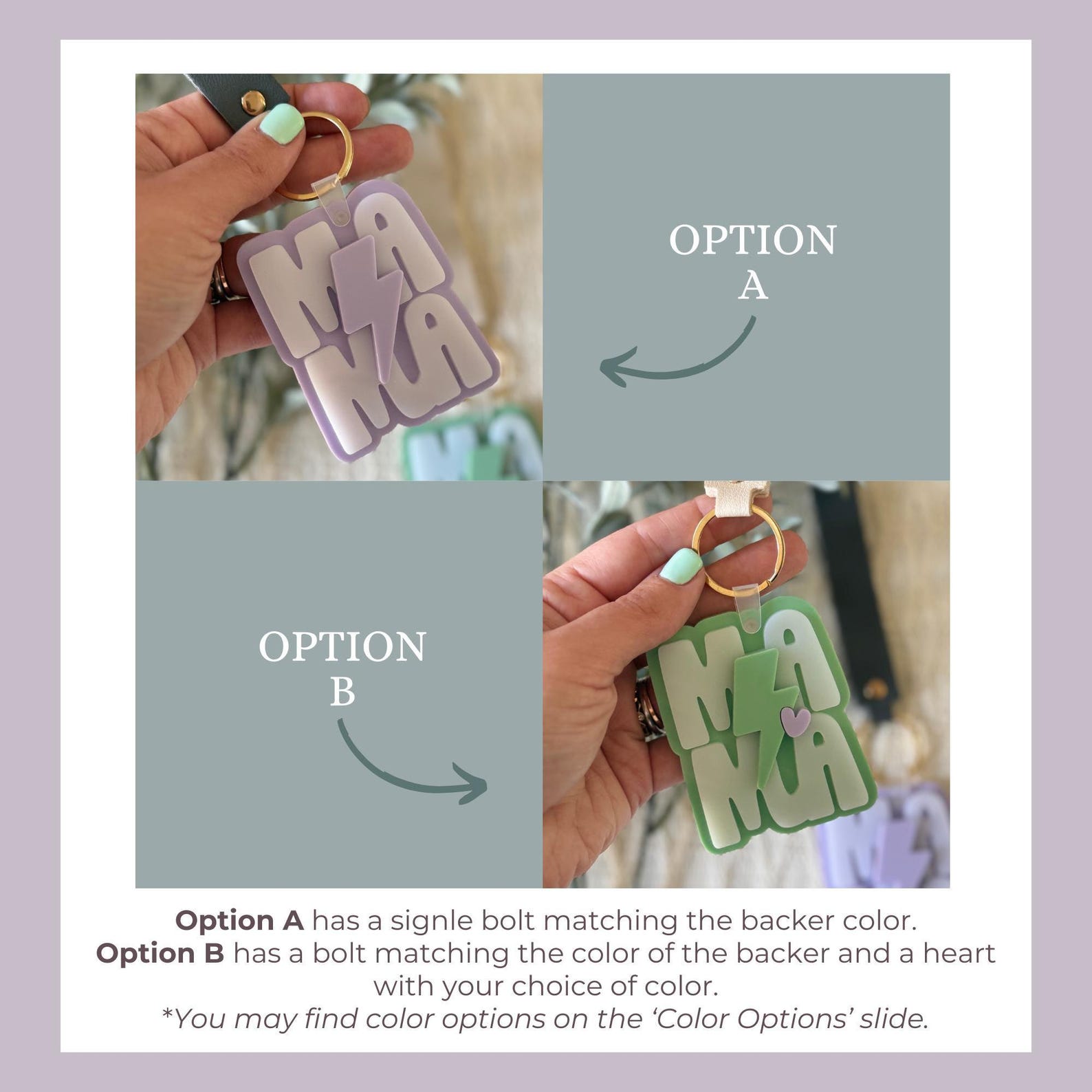 Mama Keychain Acrylic Lightning Bolt Cute Tag Diaper Bag Accessory ...