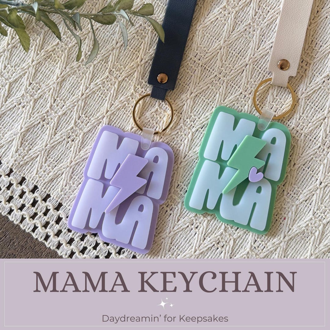 Mama Keychain Acrylic Lightning Bolt Cute Tag Diaper Bag Accessory ...