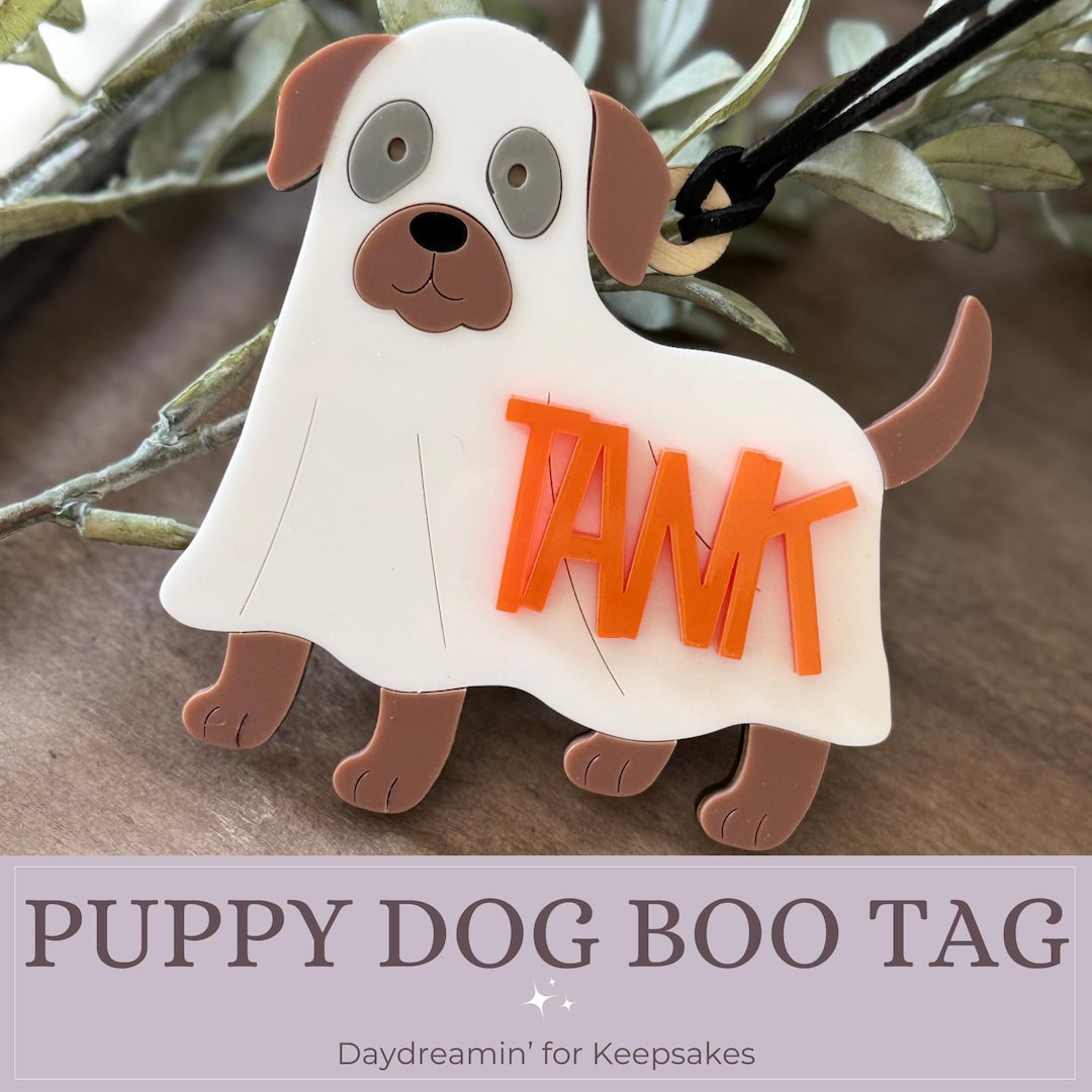 Ghost Dog Tag Halloween Decoration Custom Name Tag Personalized ...