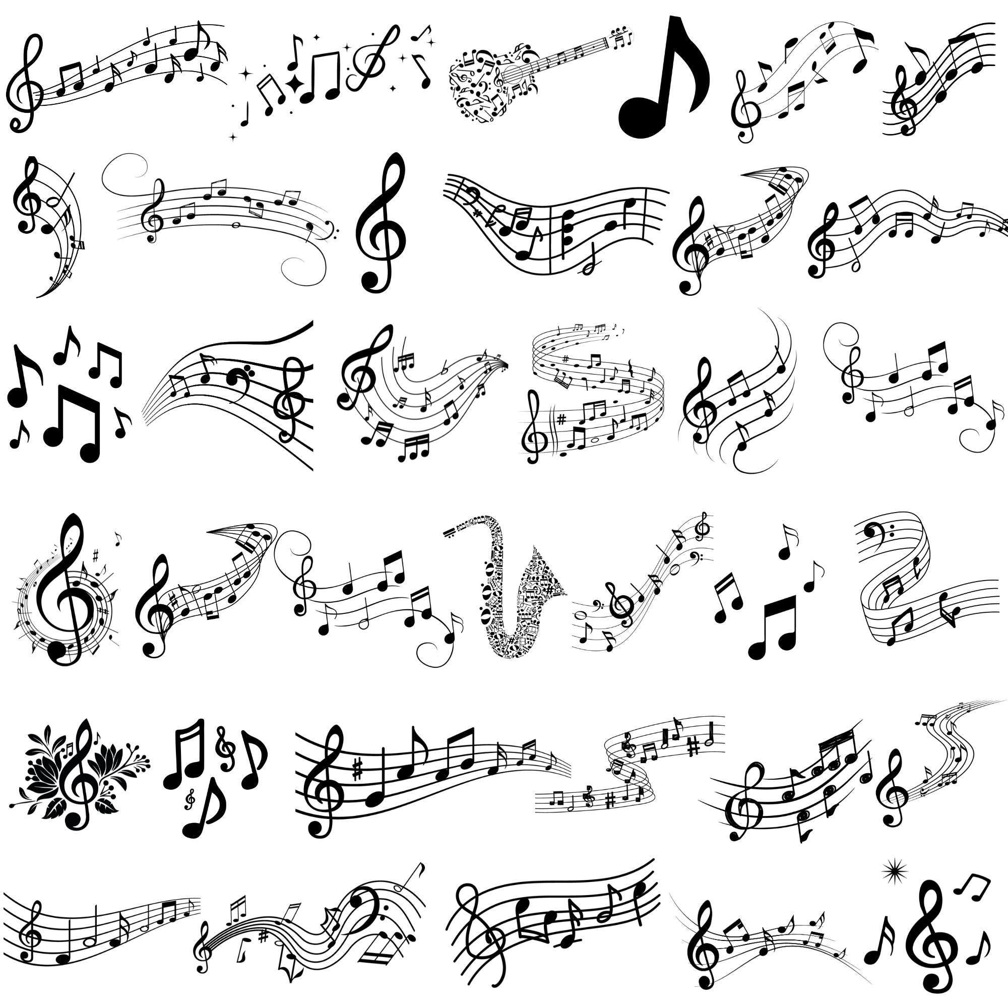 Music Notes Svg Bundle, Musical Notes Clipart, Music Notes Svg, Musical ...