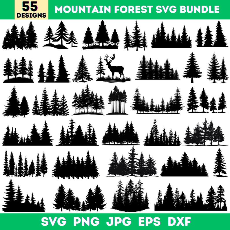 55 Mountain Forest Svg Bundle, Forest Tree Svg, Forest Tree Png, Palm ...