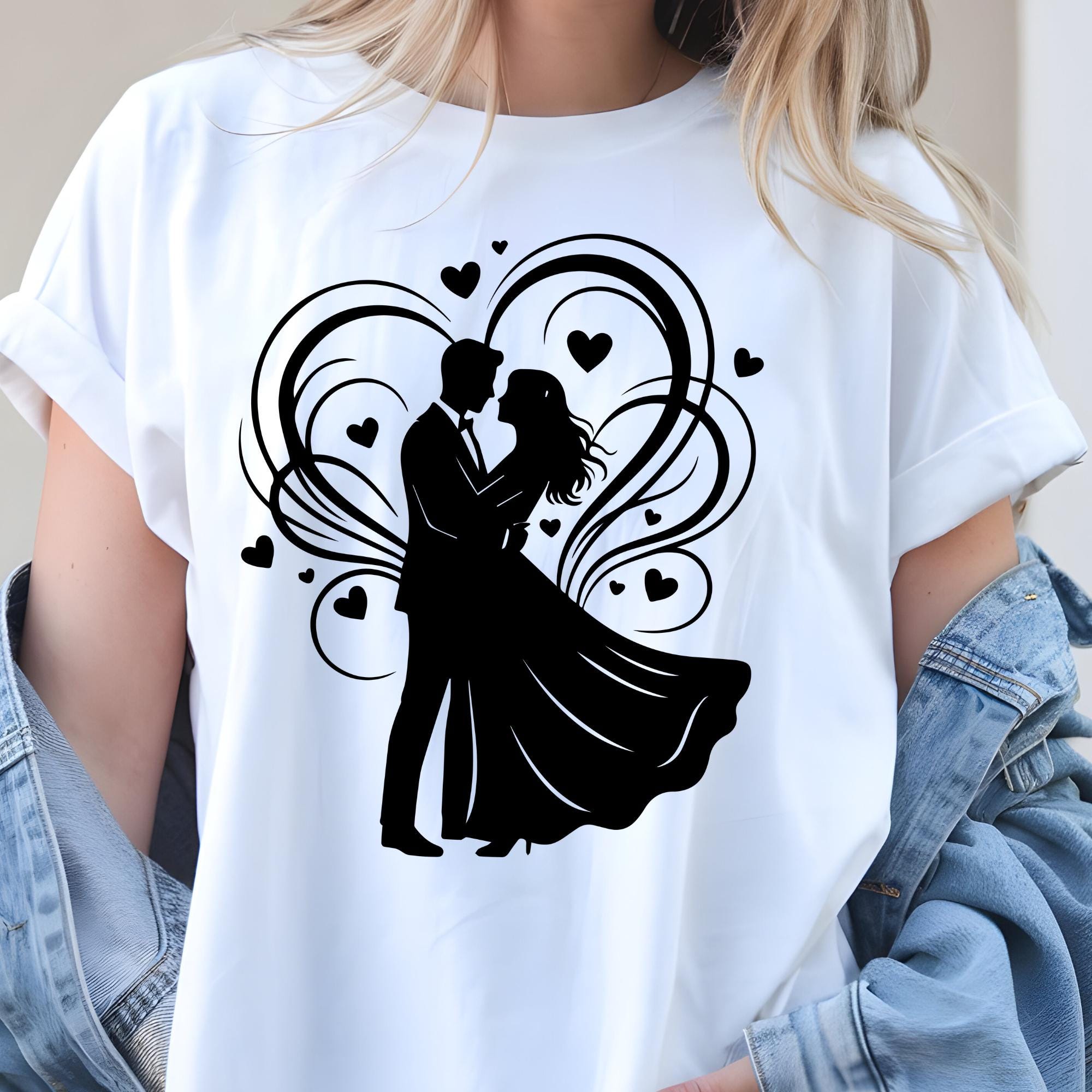 Wedding Couple SVG Bundle, Heart Silhouette SVG, Bride and Groom SVG ...